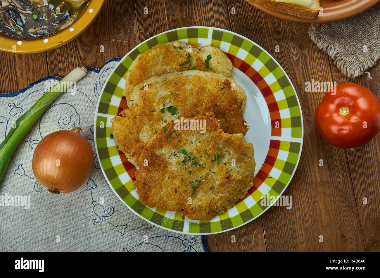 Bramboraky , Potato pancake, Czech cuisine, Traditional assorted dishes ...