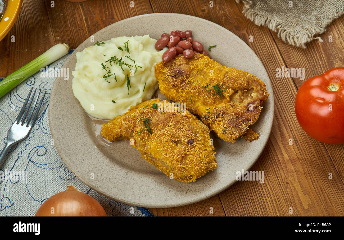 rizek, Breaded Pork Schnitzel, Czech cuisine, Traditional assorted ...