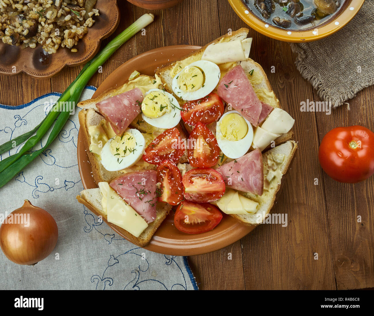 Oblozene chlebicky, open sandwich, Czech cuisine, Traditional assorted ...
