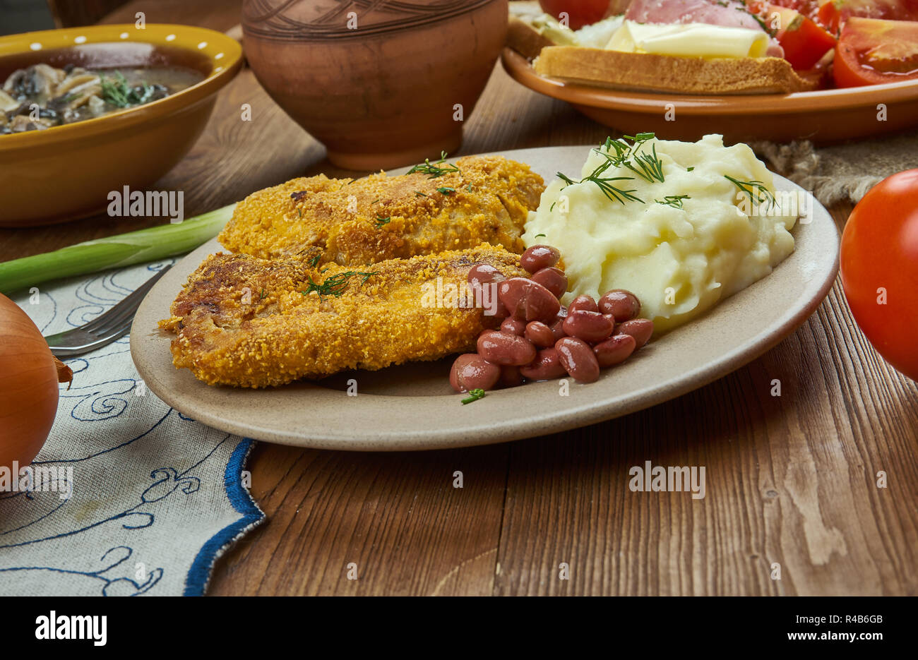 rizek, Breaded Pork Schnitzel, Czech cuisine, Traditional assorted ...
