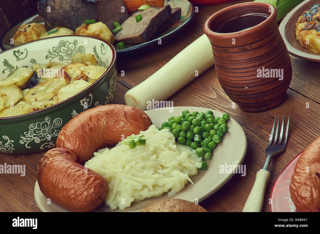 English cuisine, Britain Traditional assorted dishes, Top view Stock ...