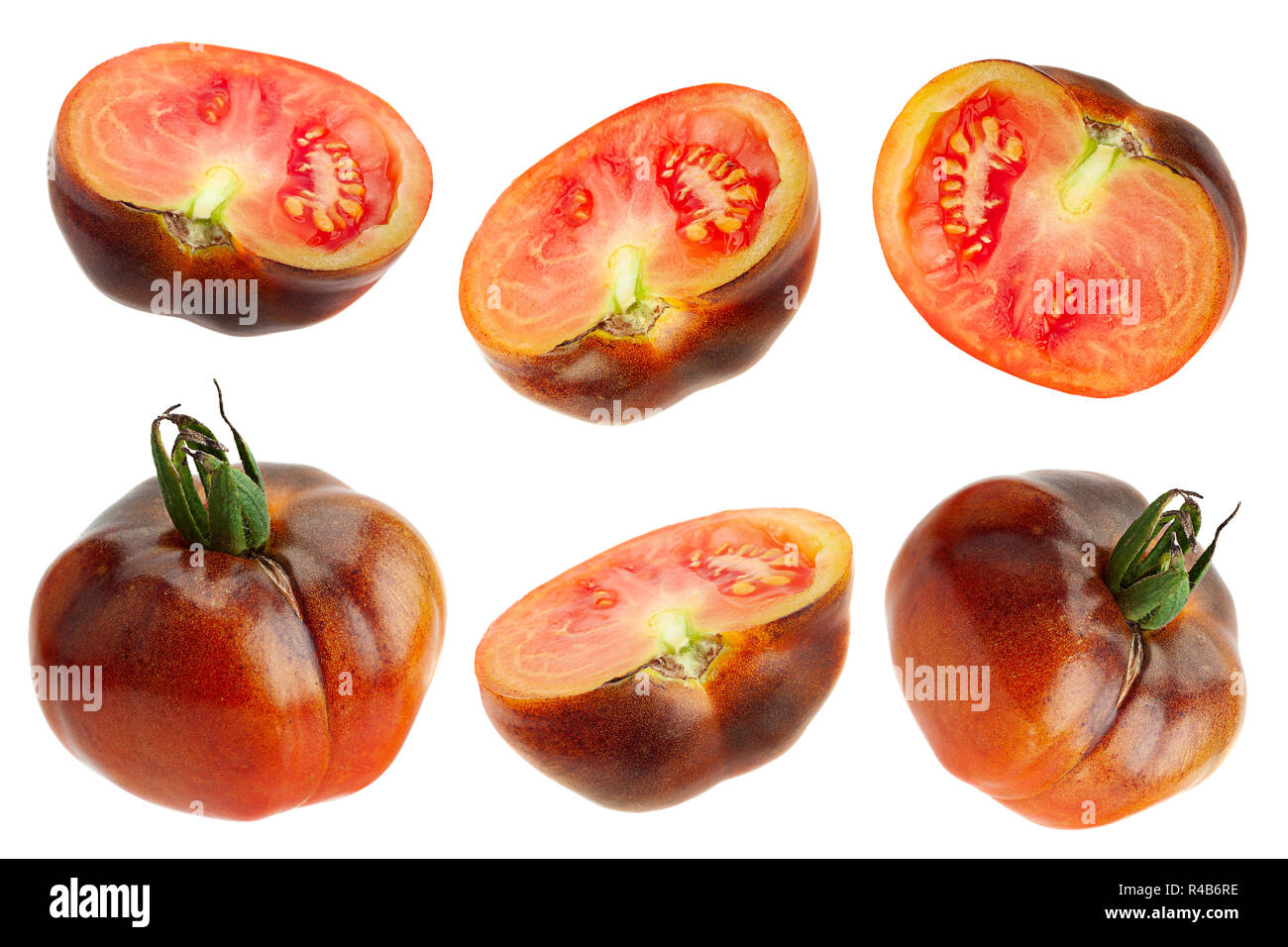 Brown tomatoes set colseup isolated on white background Stock Photo - Alamy