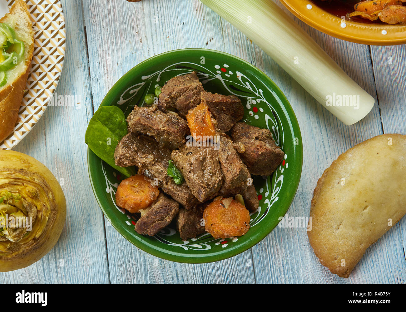 Scouse, lamb or beef stew, Welsh, cuisine, British Traditional assorted ...