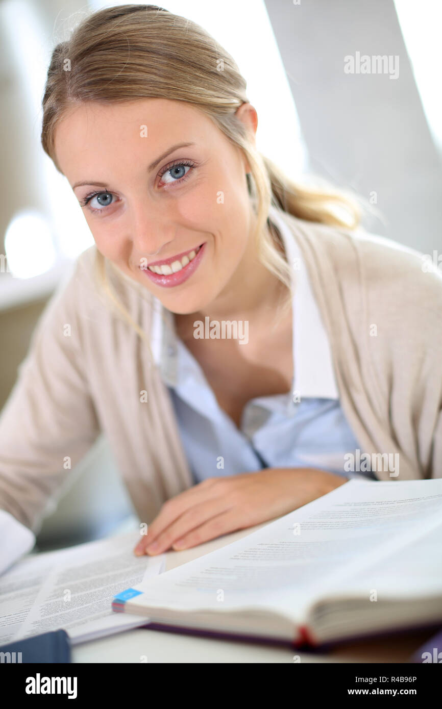 Student girl studying in business school Stock Photo - Alamy