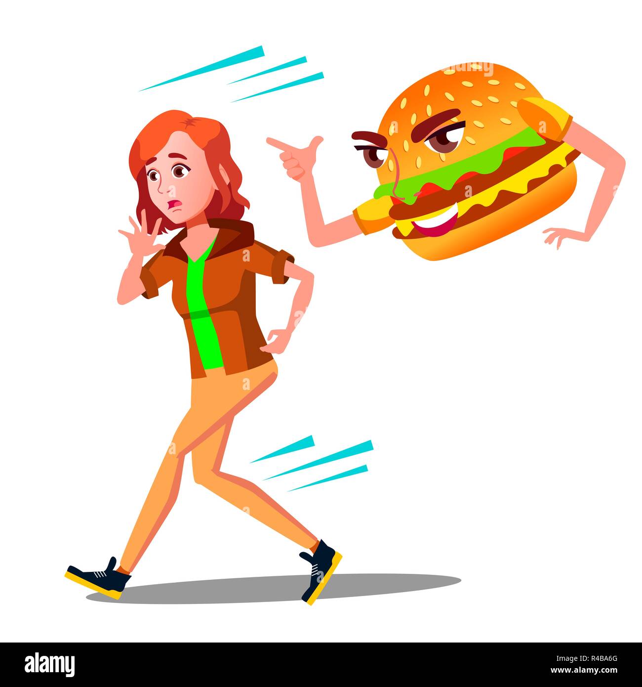 Scared Running Girl Cartoon