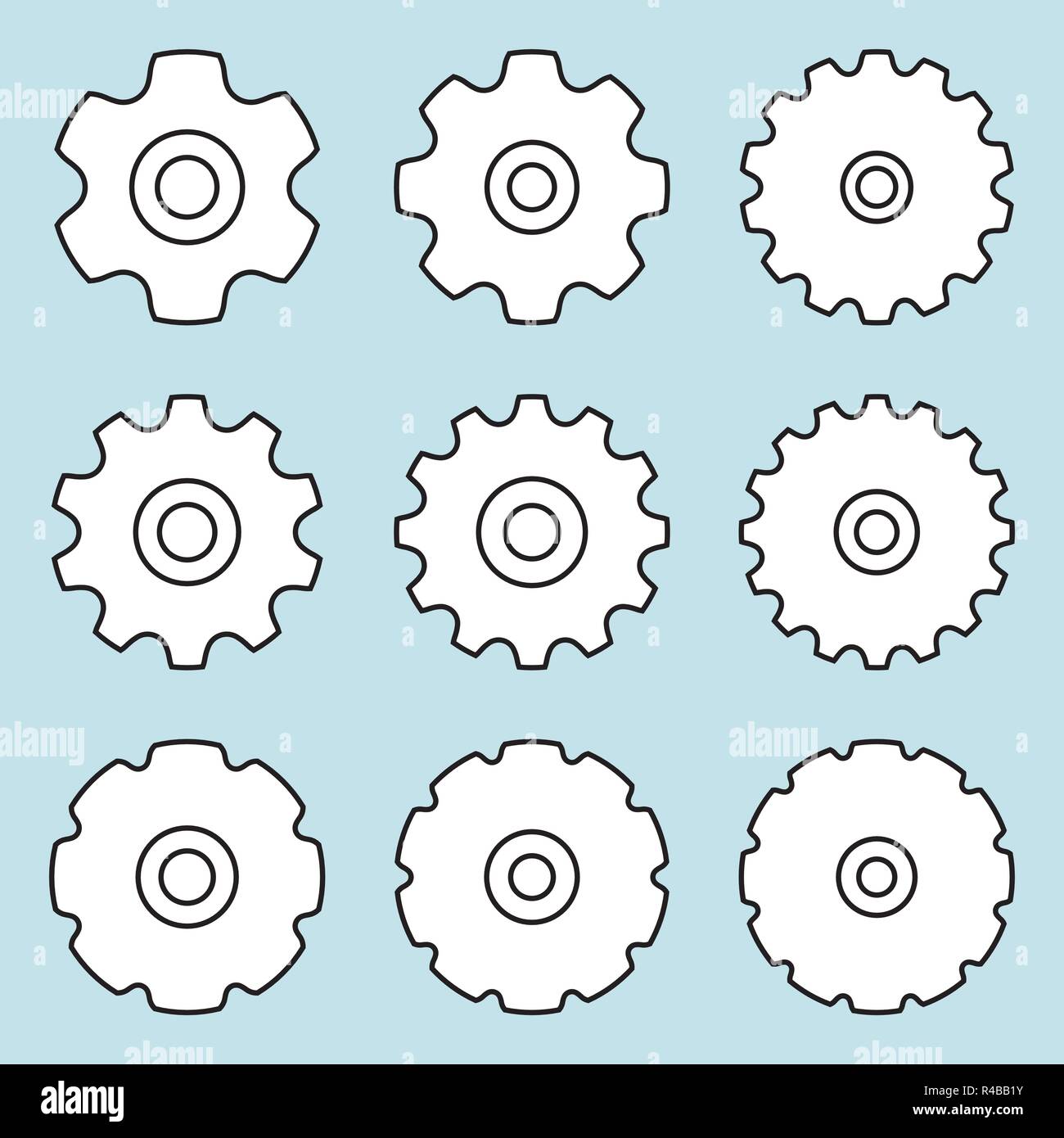 Sprocket wheel icon set. Conveyor chains. Vector illustration Stock ...