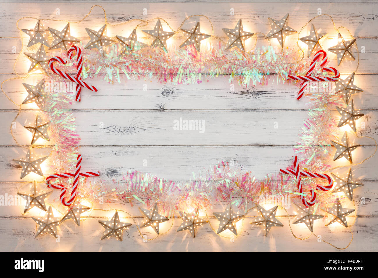 Red String Christmas Lights Border String Lights White Gold Wire Stock