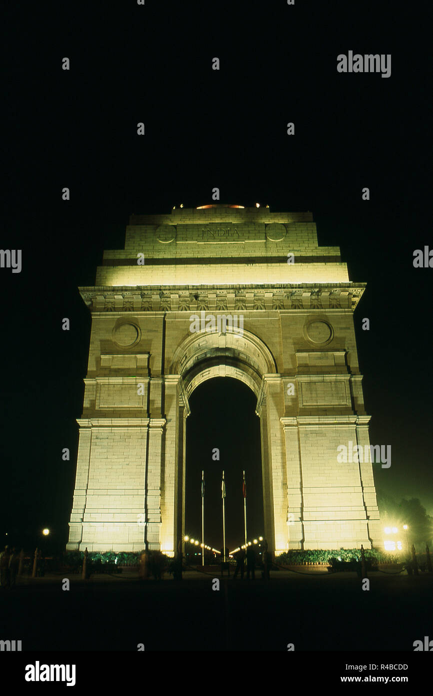 Illuminated structure of India Gate, New Delhi, India, Asia Stock Photo ...
