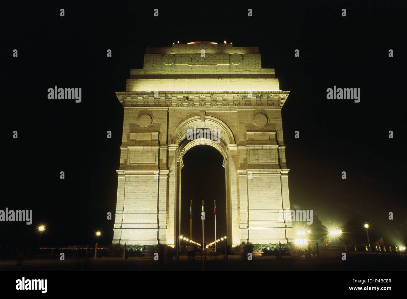 Illuminated structure of India Gate, New Delhi, India, Asia Stock Photo ...