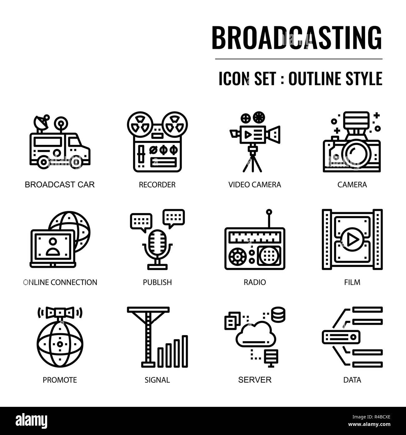 Broadcasting, pixel perfect icon, isolated on white background Stock ...