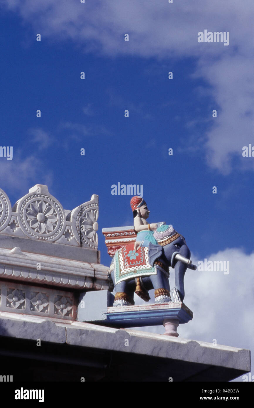 Colourful elephant & mahout on sun temple, Mandavgarh, Gujarat, India ...