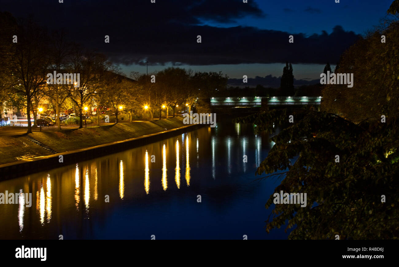 The River Ouse from Lendal Bridge, after sunset, York, England, UK ...