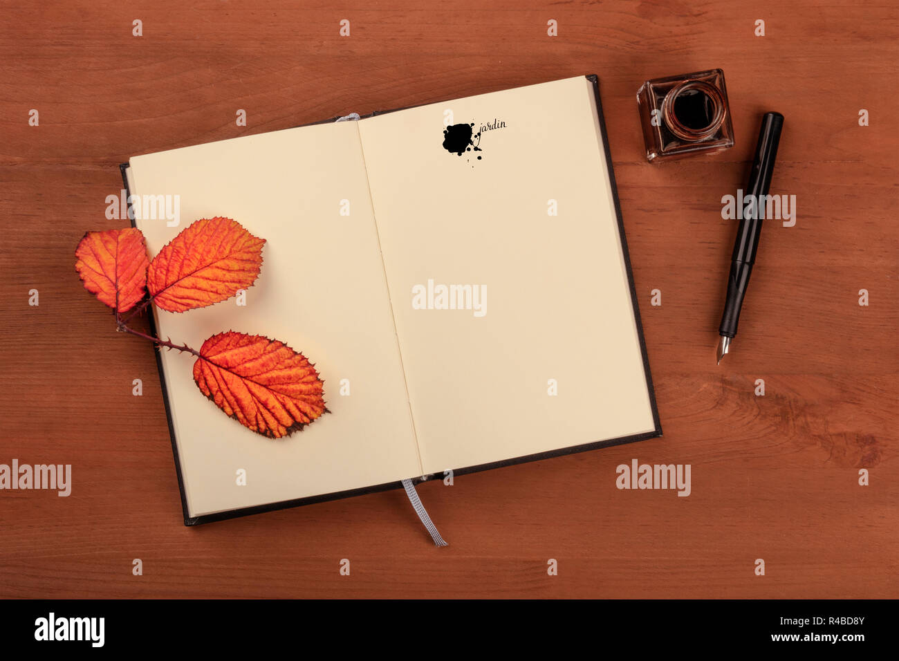 Fall Poetry. A photo of a book with vibrant leaves, an ink well, and a ...