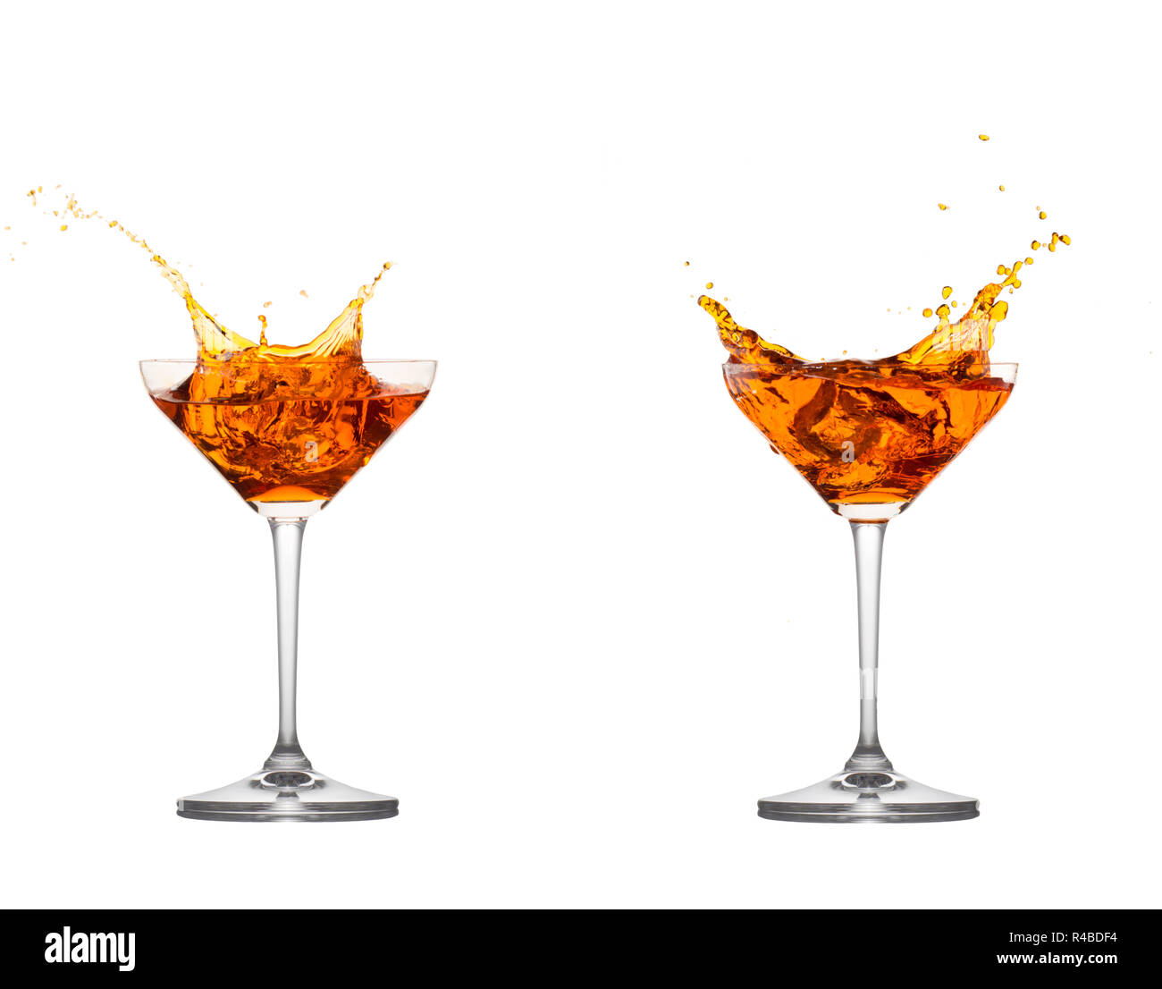 Cocktail splash collection in a row isolated on white background Stock ...