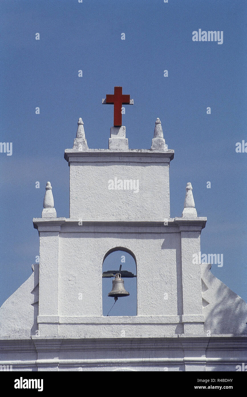 Cross & bell over church at Mangeshi, Goa, India, Asia Stock Photo - Alamy