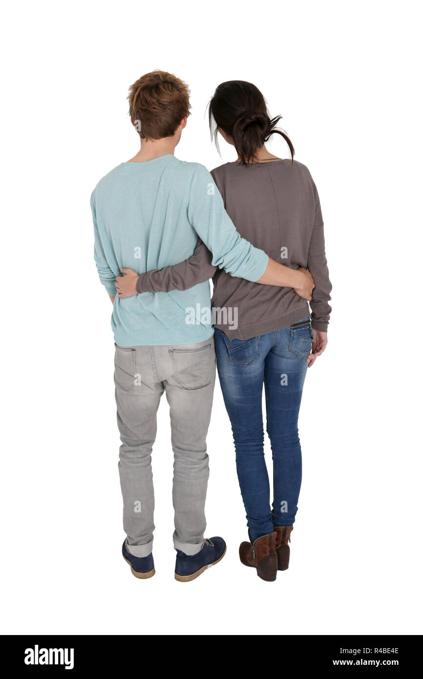 Back view of couple looking away , isolated Stock Photo - Alamy