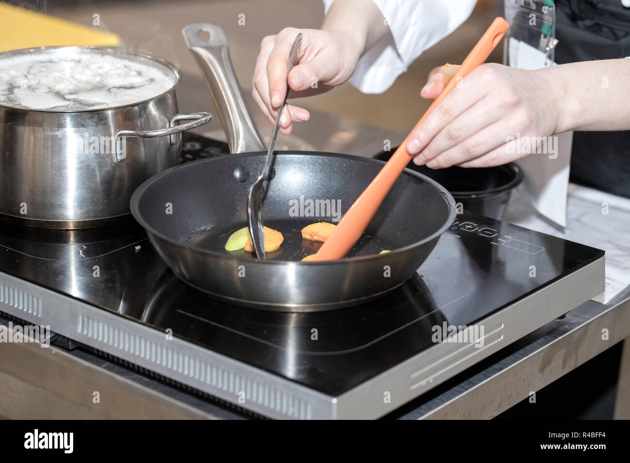Cooking onions in pan close hi-res stock photography and images - Alamy