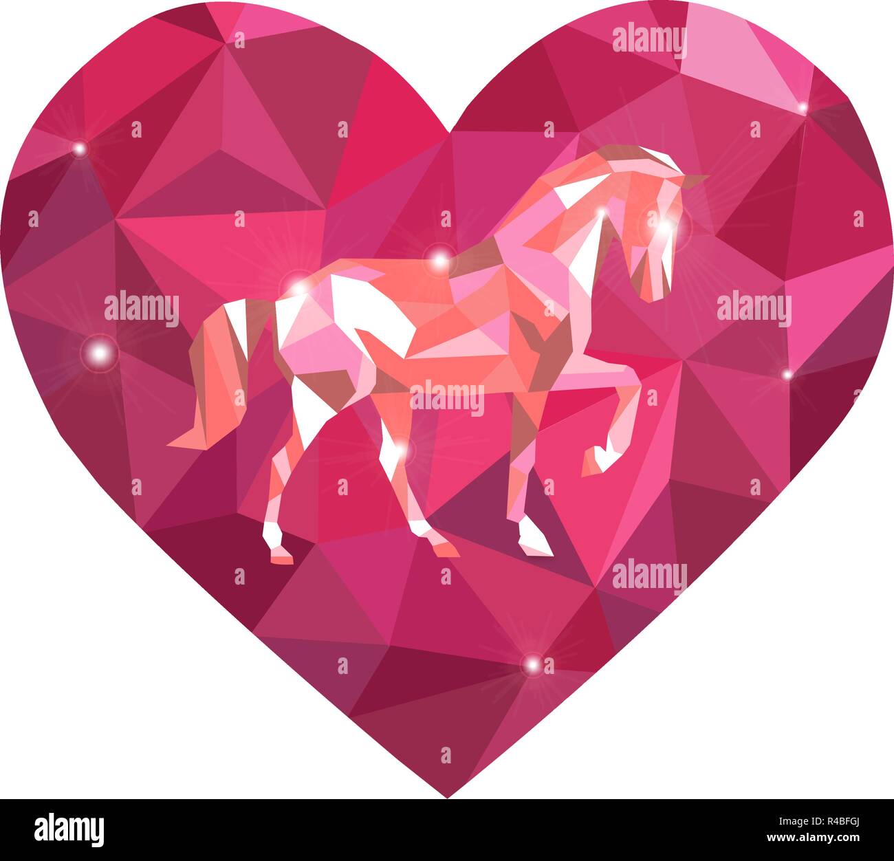 Light Red vector heart isolated on white background. Geometric rumpled ...