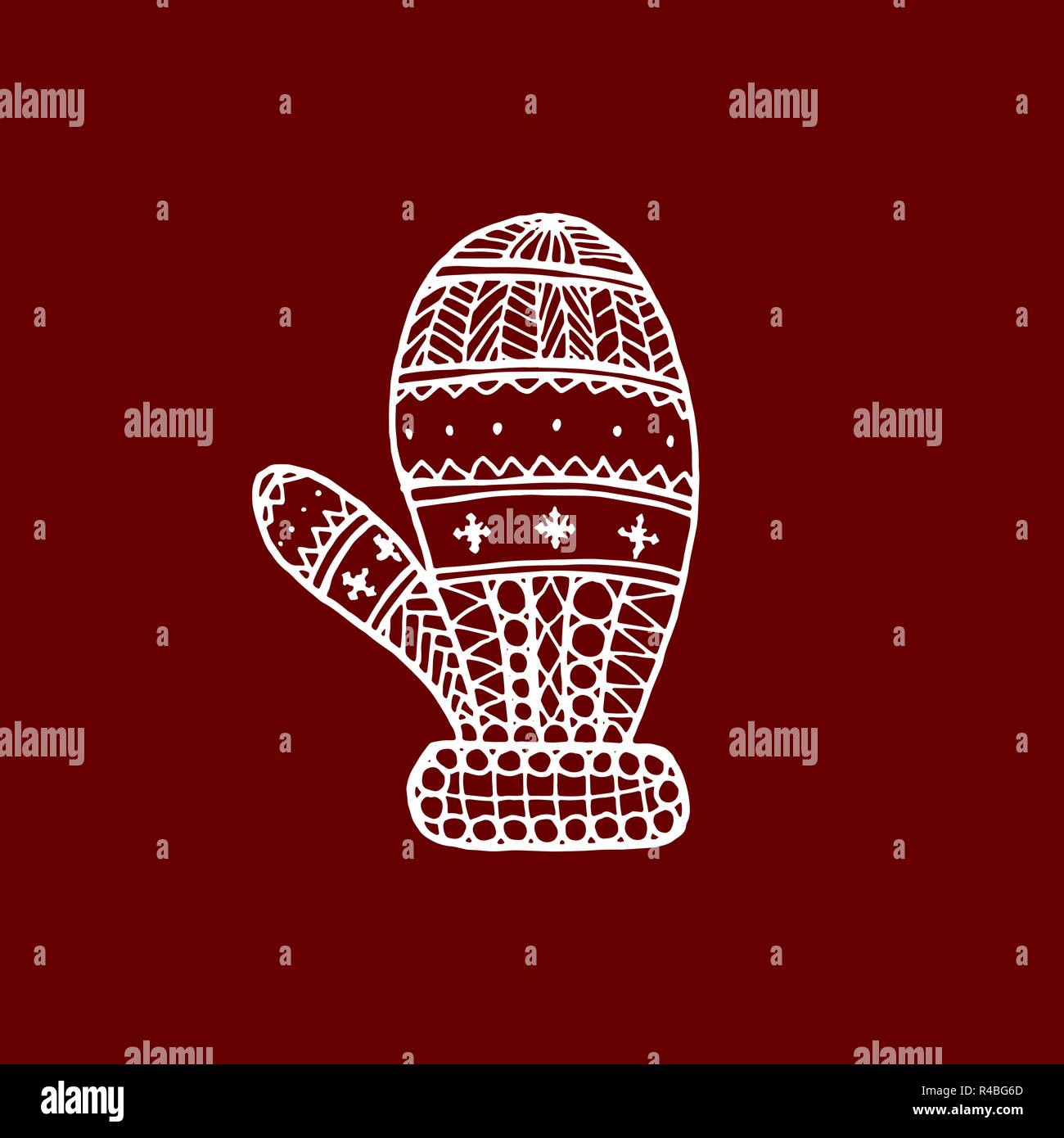 Vector Christmas decorative symbol - doodle mitten. Christmas hand ...