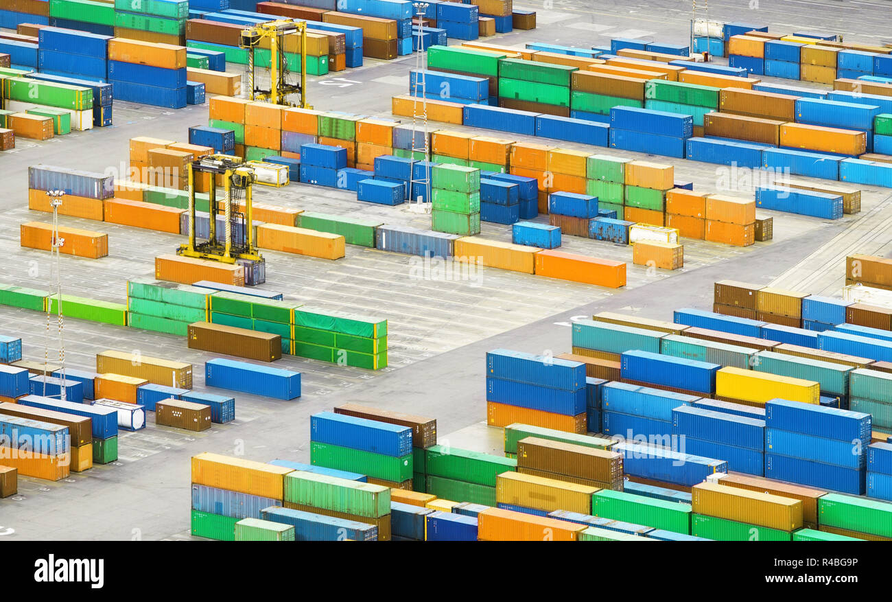 Cargo containers in commercial port hi-res stock photography and images ...