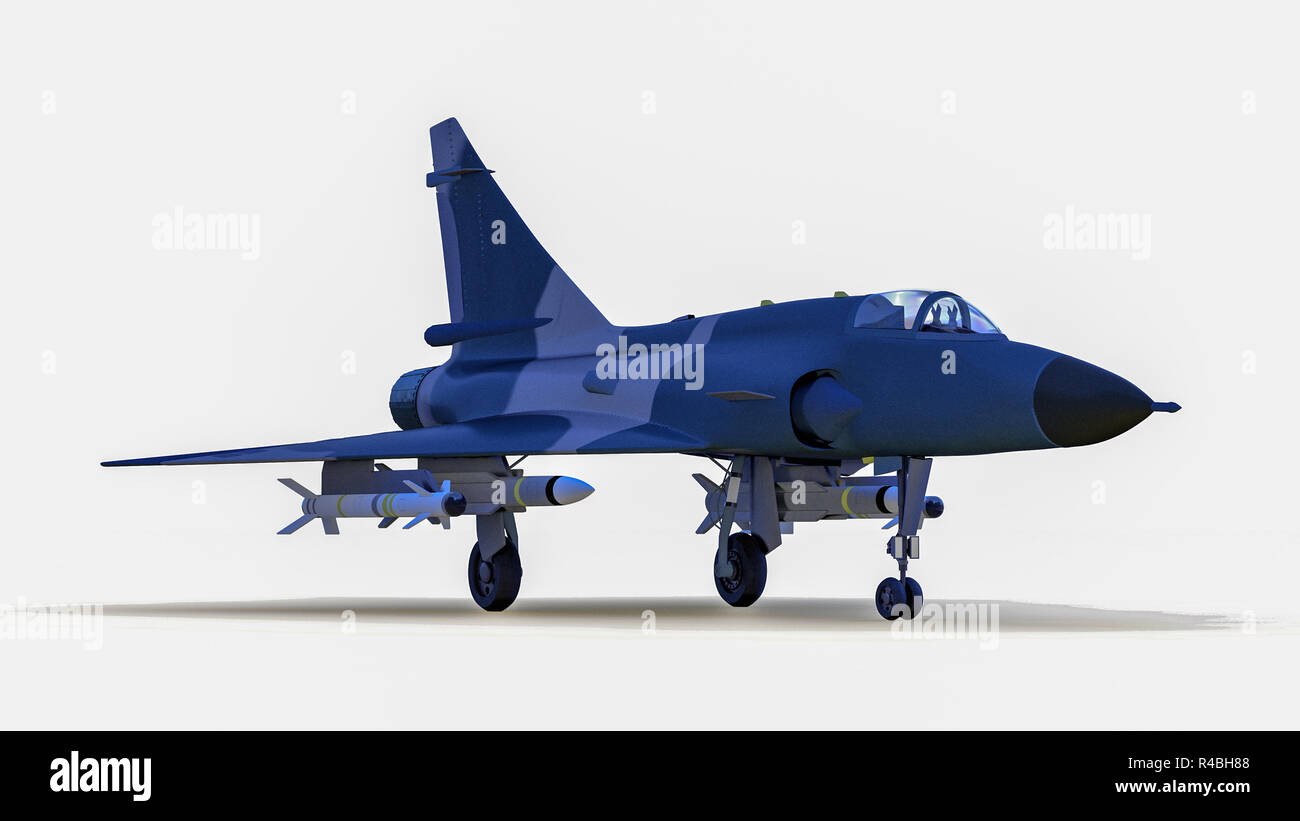 a military combat jet in front of isolated background(3d rendering ...