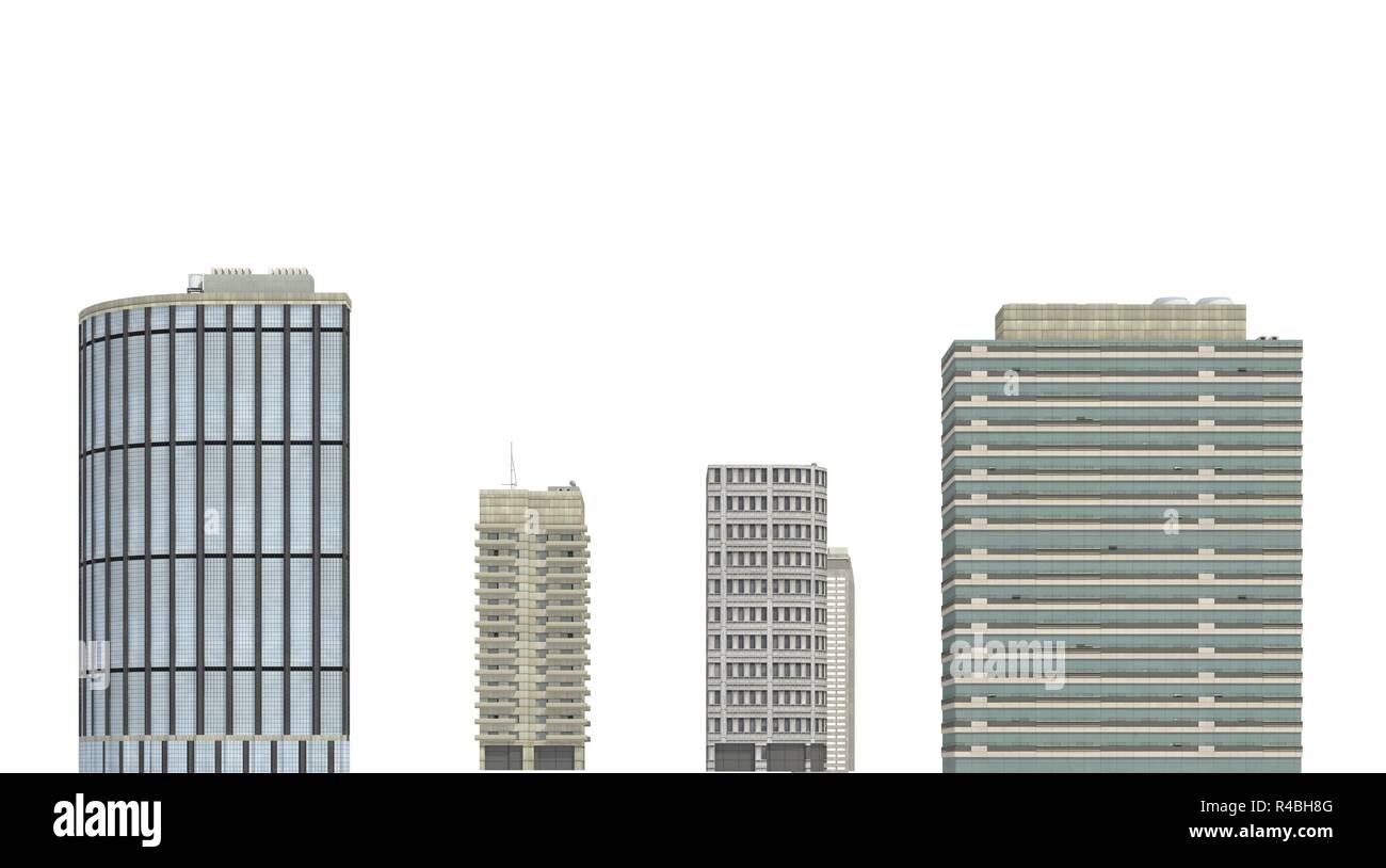 Modern buildings isolated on white background 3d illustration Stock ...