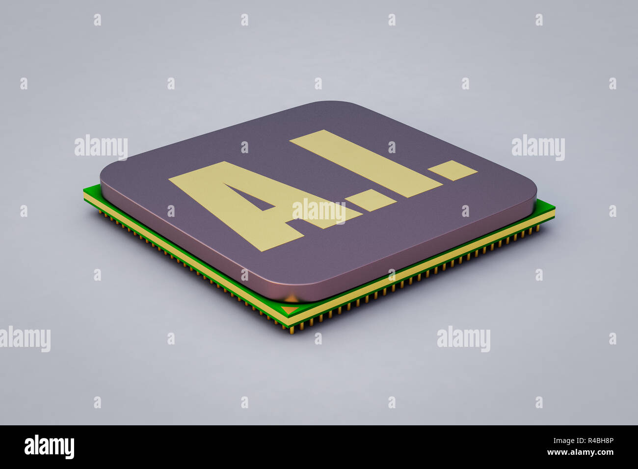 A close up of an artificial intelligence chip (3d rendering Stock Photo ...