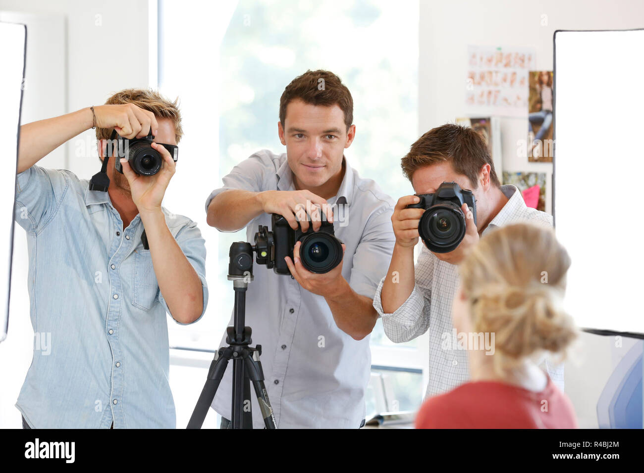 Class of photography in studio with model Stock Photo - Alamy