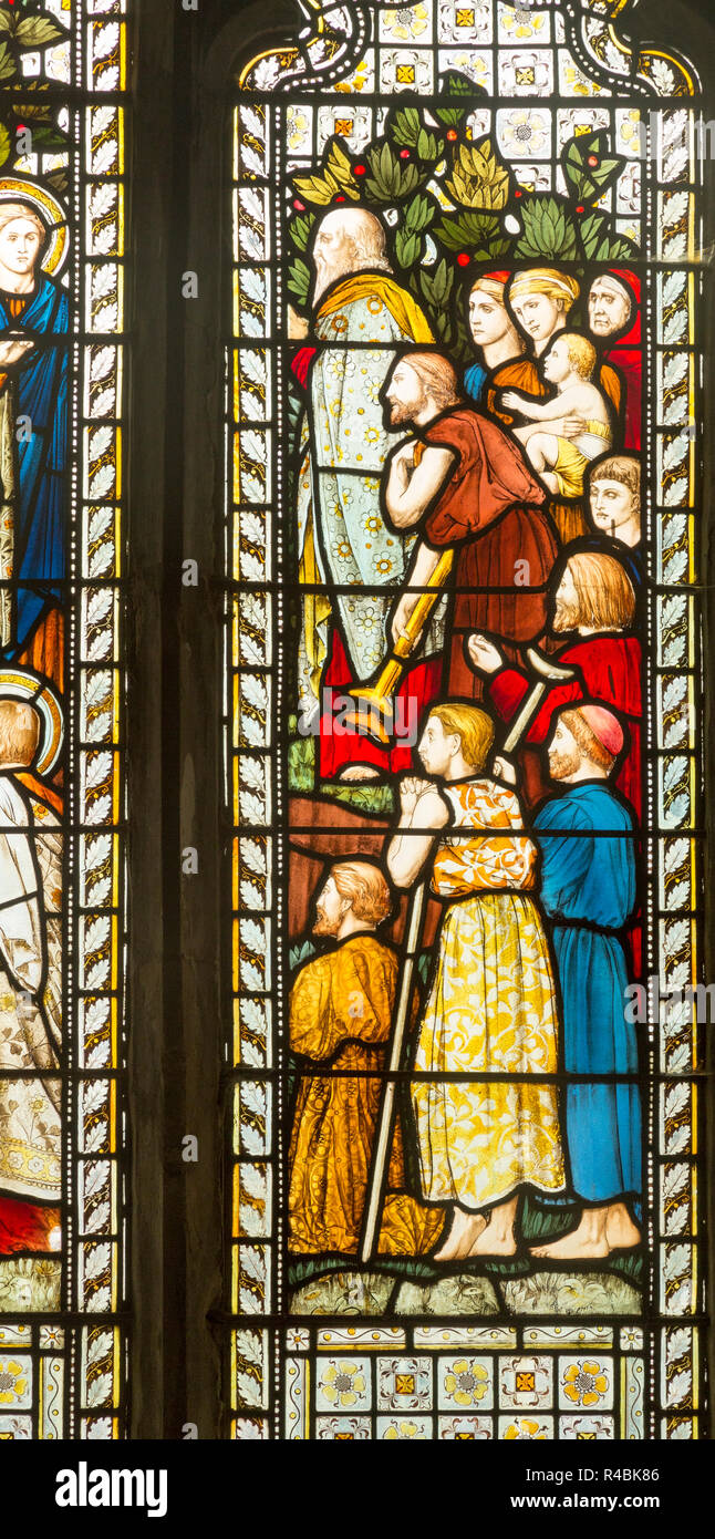 Stained glass window church of Saint John, Saxmundham, Suffolk, England ...