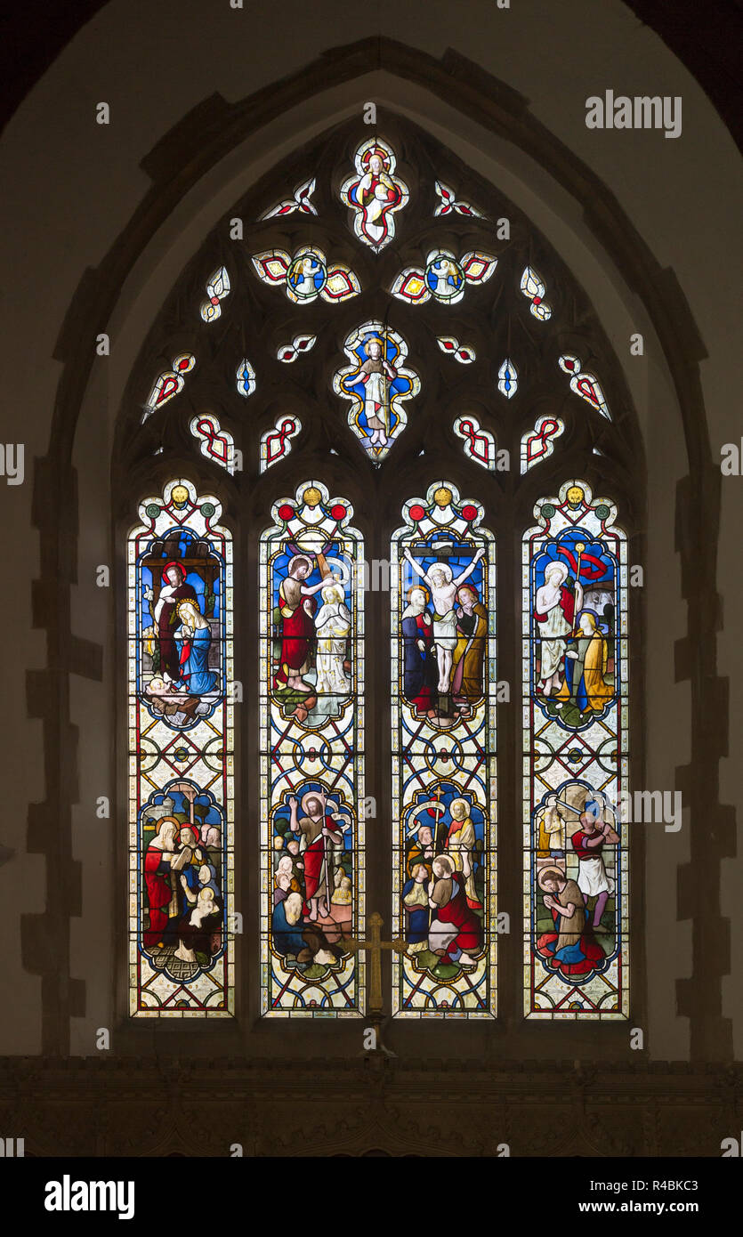Stained glass window church of Saint John, Saxmundham, Suffolk, England ...