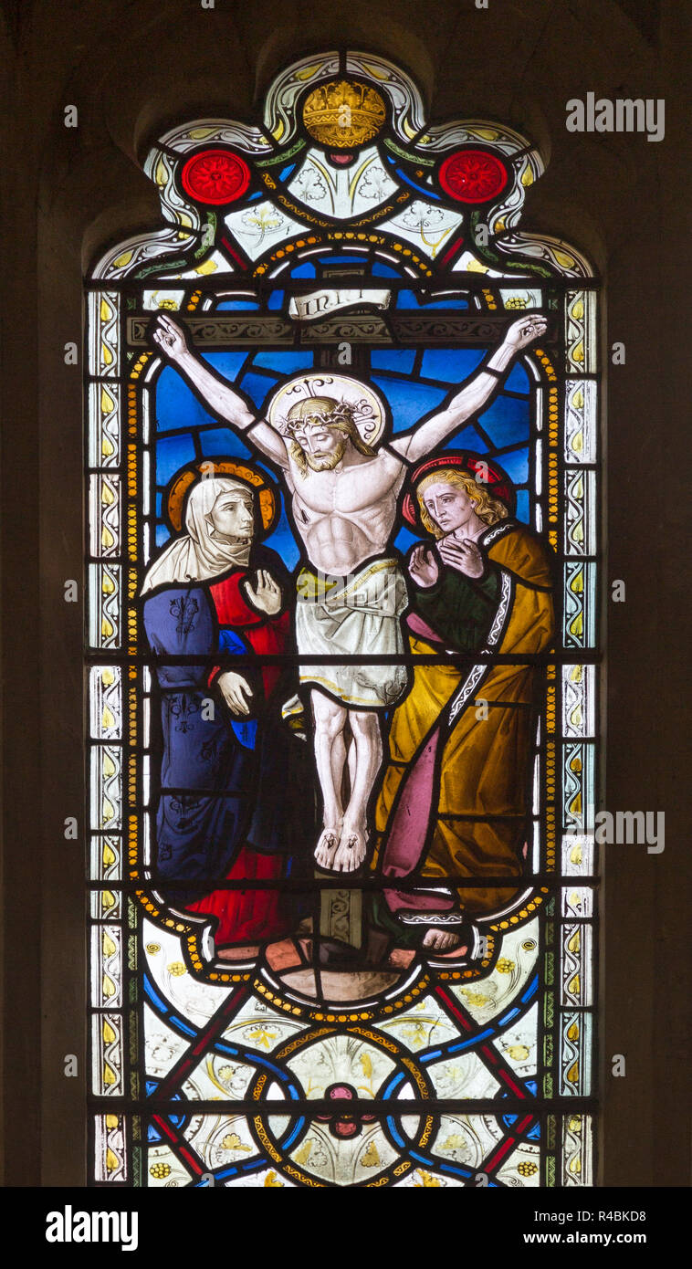 Stained glass window church of Saint John, Saxmundham, Suffolk, England ...