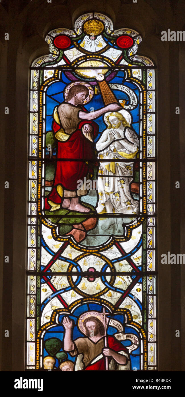 Stained glass window church of Saint John, Saxmundham, Suffolk, England ...