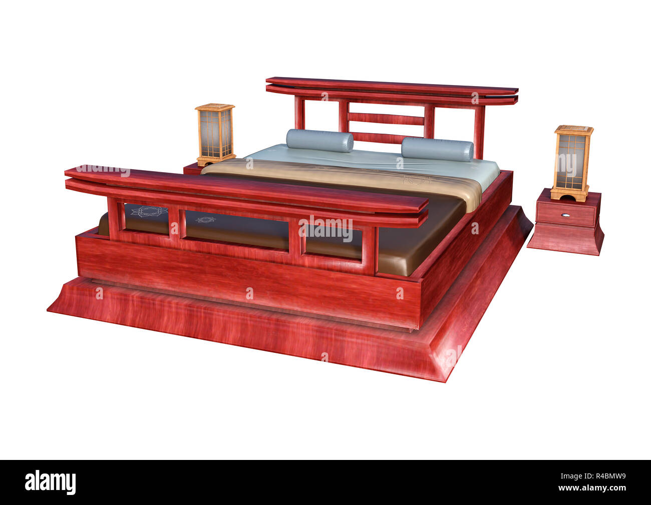 3D rendering of a Japanese style bed isolated on white background Stock ...