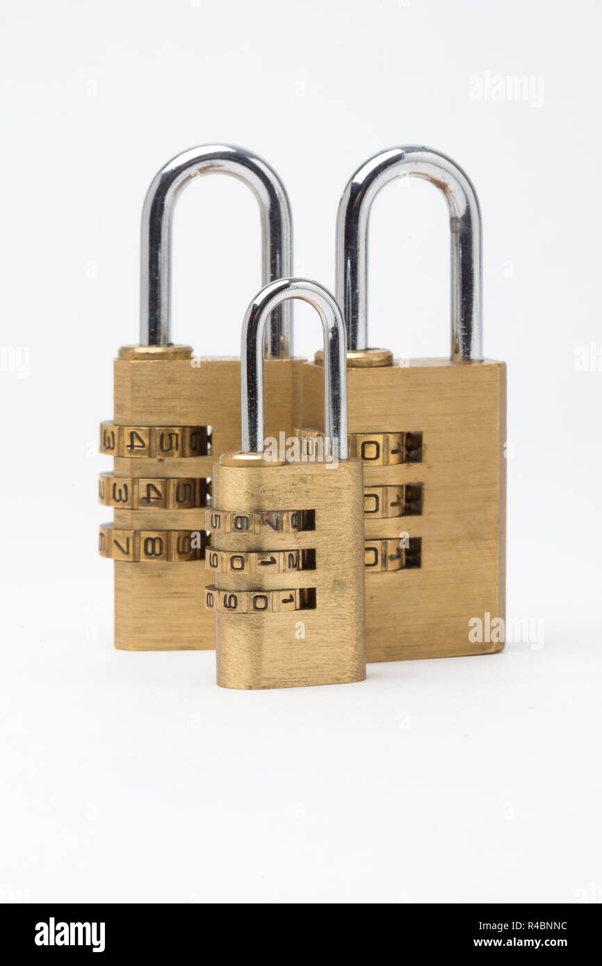 Brass combination padlocks Stock Photo - Alamy