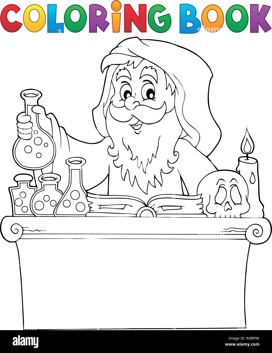 Coloring book alchemist topic 1 - eps10 vector illustration Stock ...