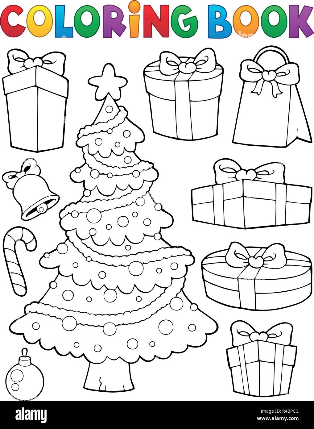 Coloring book Christmas tree and gifts 1 - eps10 vector illustration ...