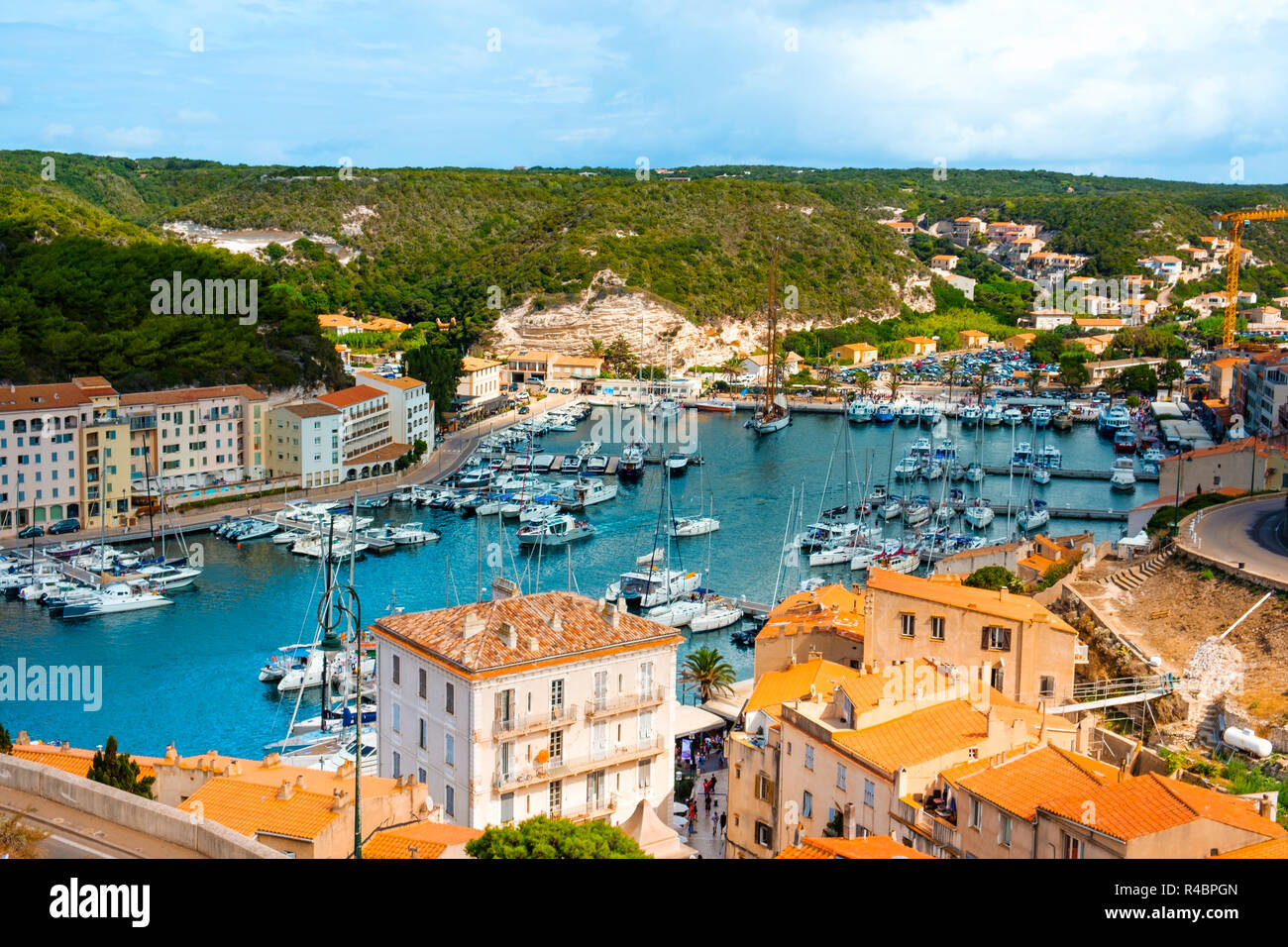 an aerial view of the port of Bonifacio, in Corsica, France Stock Photo ...