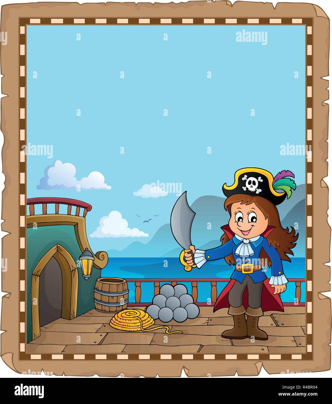 Pirate ship deck topic parchment 3 - eps10 vector illustration Stock ...