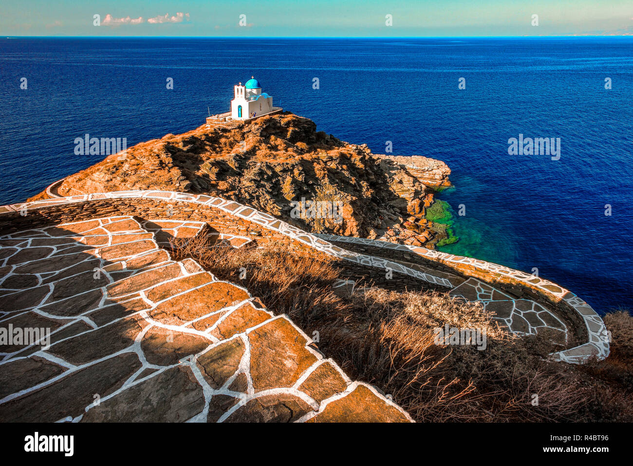 Greece. Sifnos island. The church of Seven Martyrs near Kastro village ...