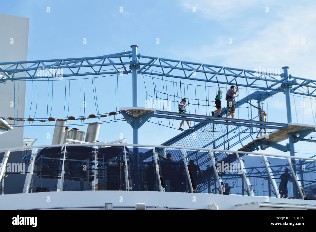 Rope amusement Park on the upper deck of the cruise liner MSC ...