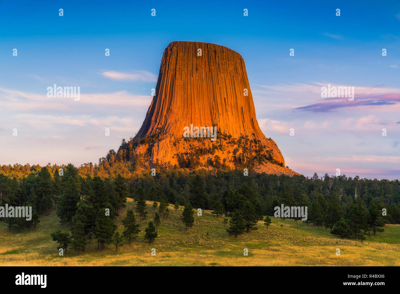 beautiful devil tower at sunset wyoming,usa Stock Photo - Alamy