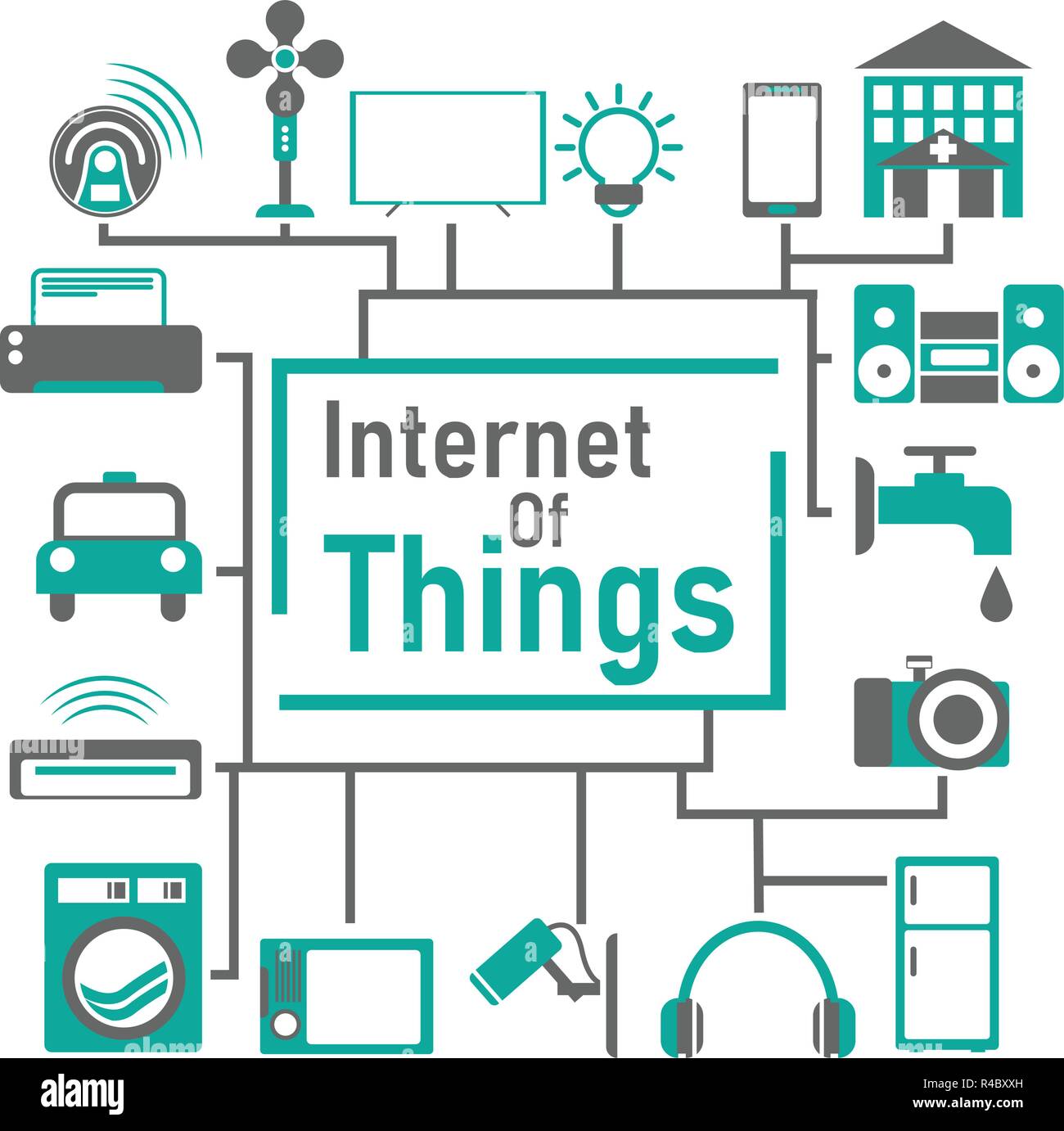 Internet of things vector concept, everything working automatic and can ...