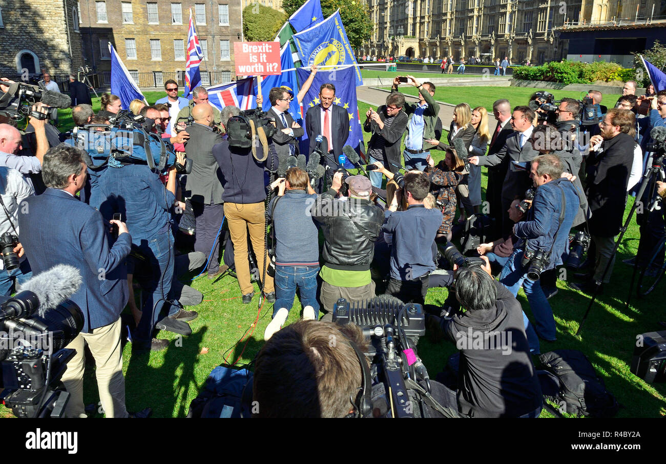 Westminster press pack at a press conference on College Green ...