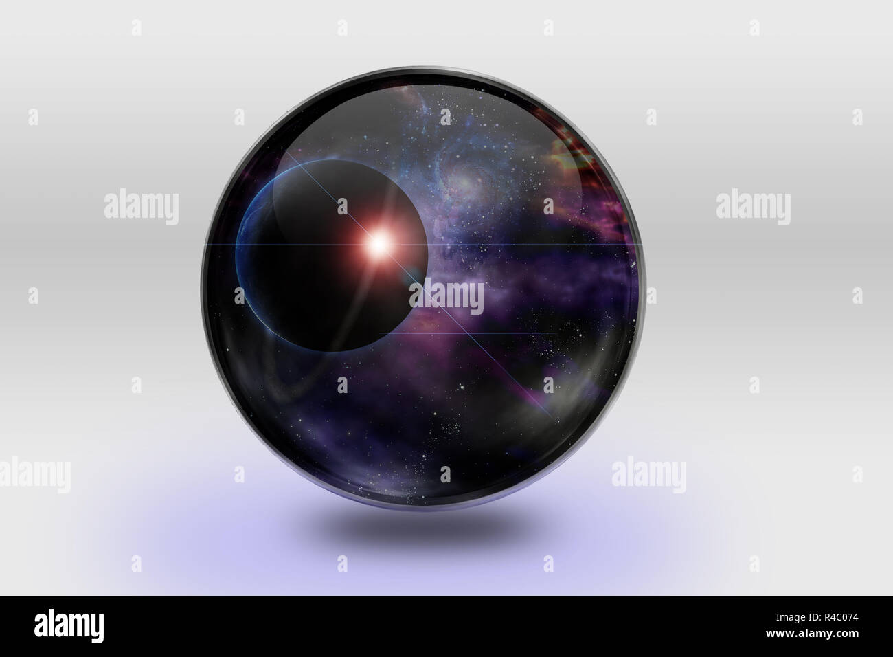 Space is contained inside of glass sphere Stock Photo - Alamy