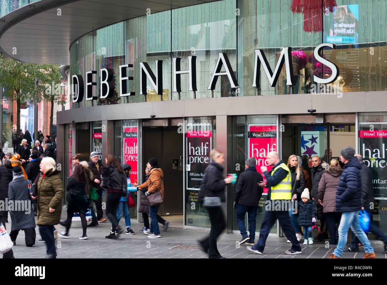 People walking past Debenhams department store in Liverpool One, Lord ...