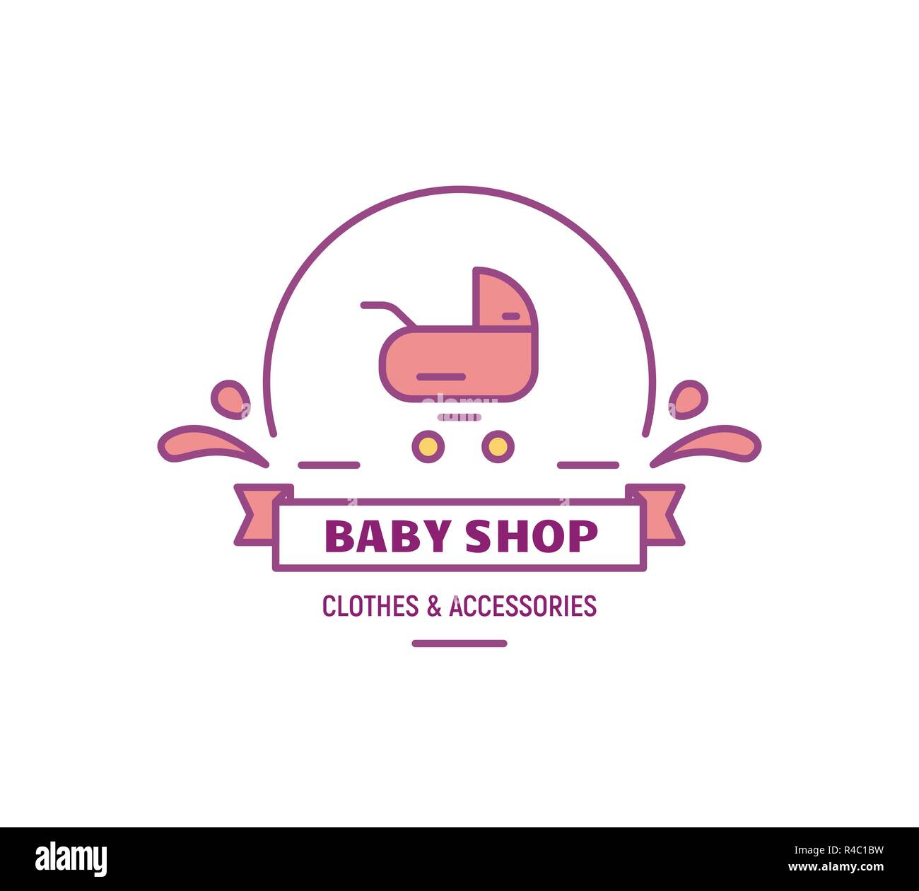 Baby shop logo. Baby carriage on logotype and text. Emblem store with ...