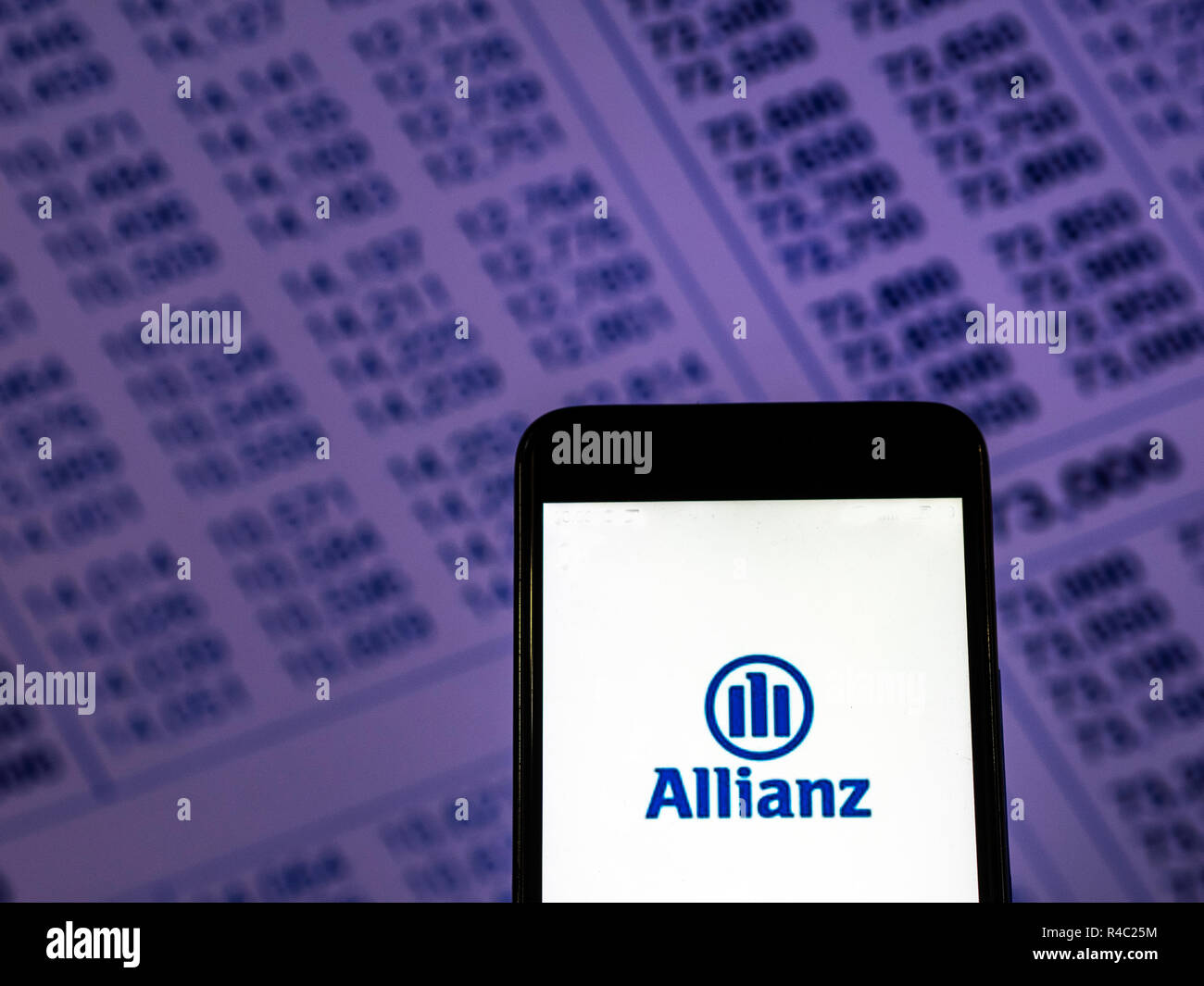 Allianz SE Financial services company logo seen displayed on smart ...