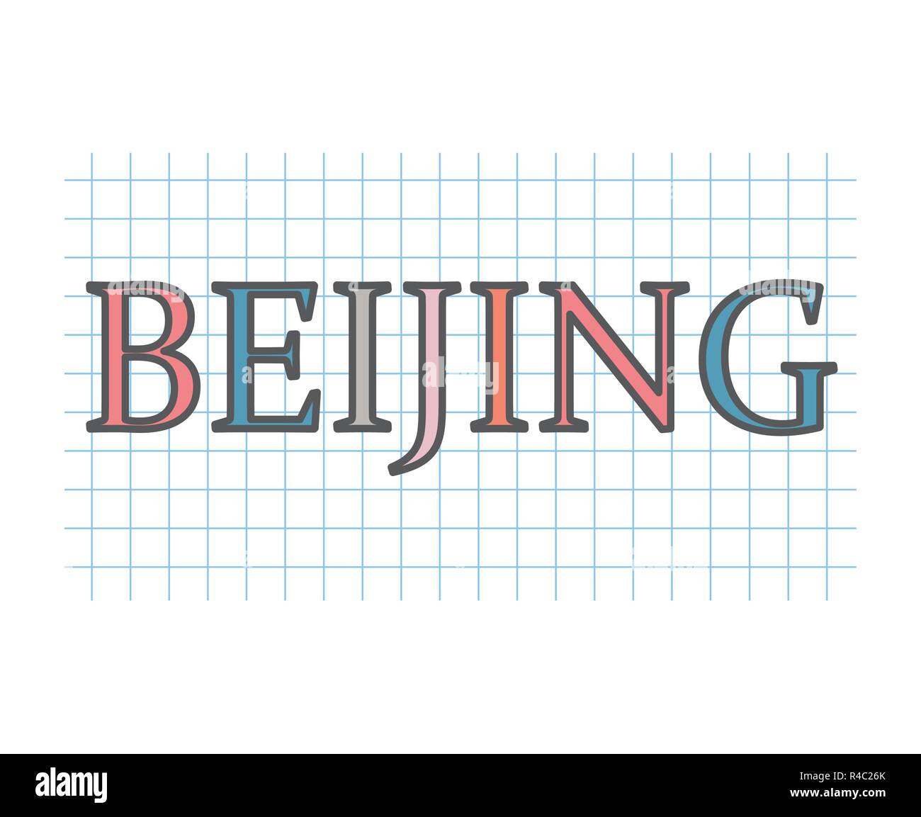 Beijing word on checkered paper texture- vector illustration Stock ...