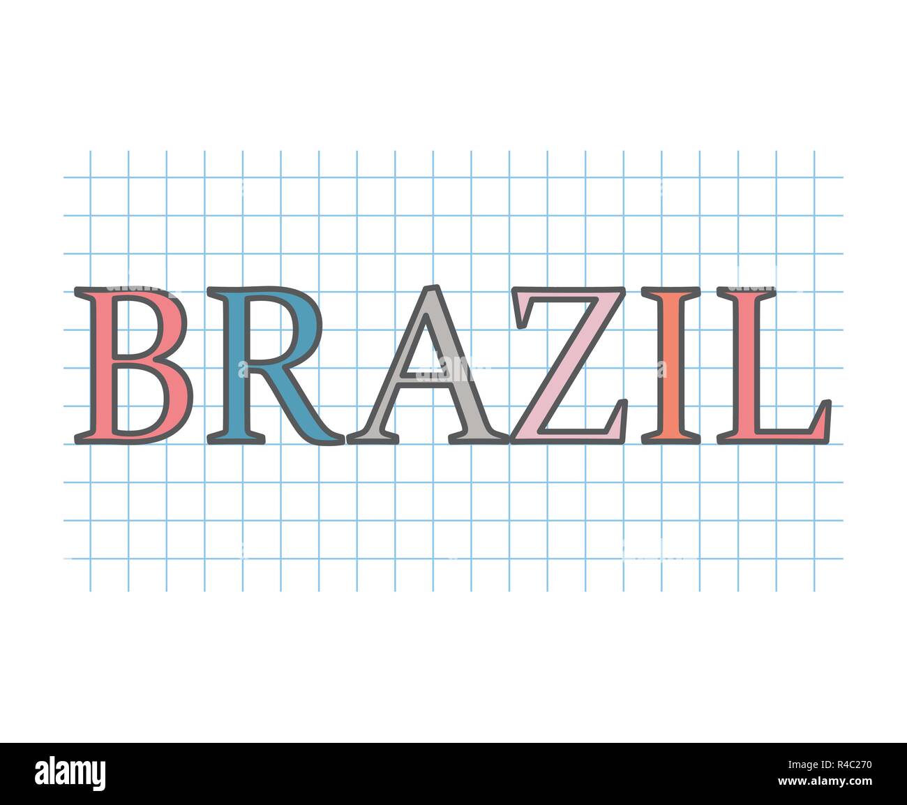 Brazil word on checkered paper texture- vector illustration Stock ...