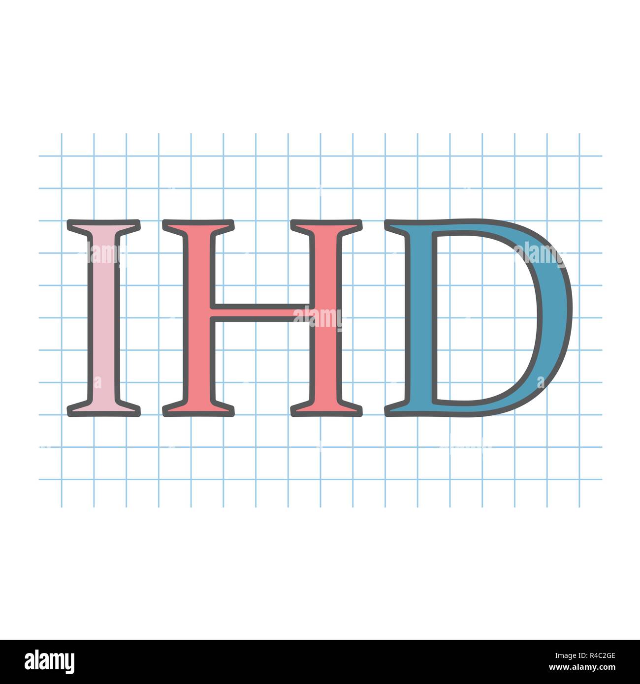 IHD (ischemic heart disease) acronym written on checkered paper- vector ...